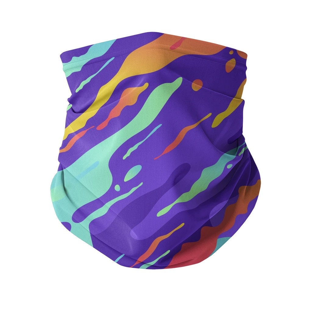 Blue Orange Liquid Abstract Neck Gaiter Filter Funky Neck | Etsy