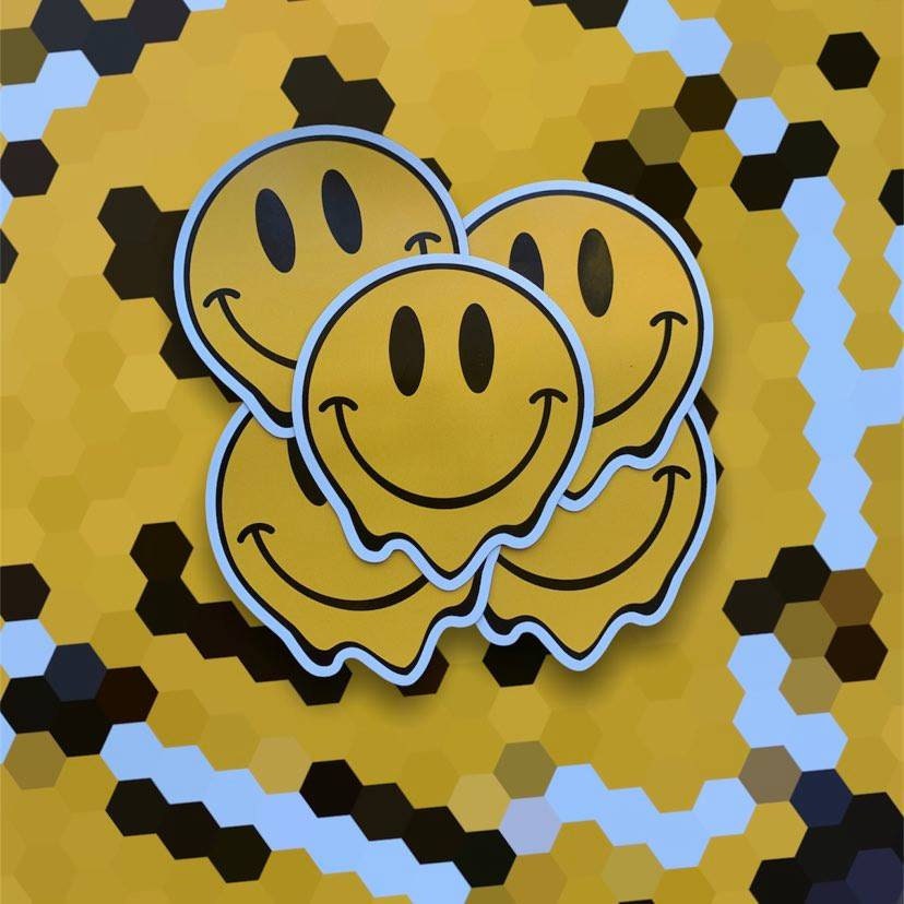 Trippy Happy Face Magnet Melting Smiley Drip 70s Funky | Etsy