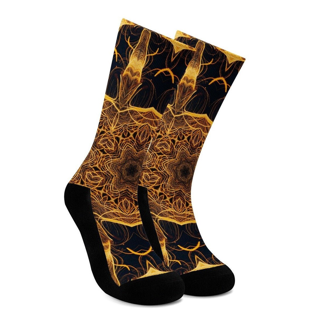 Liquid Gold Crew Socks Gold Mandala Novelty Socks Geometric - Etsy