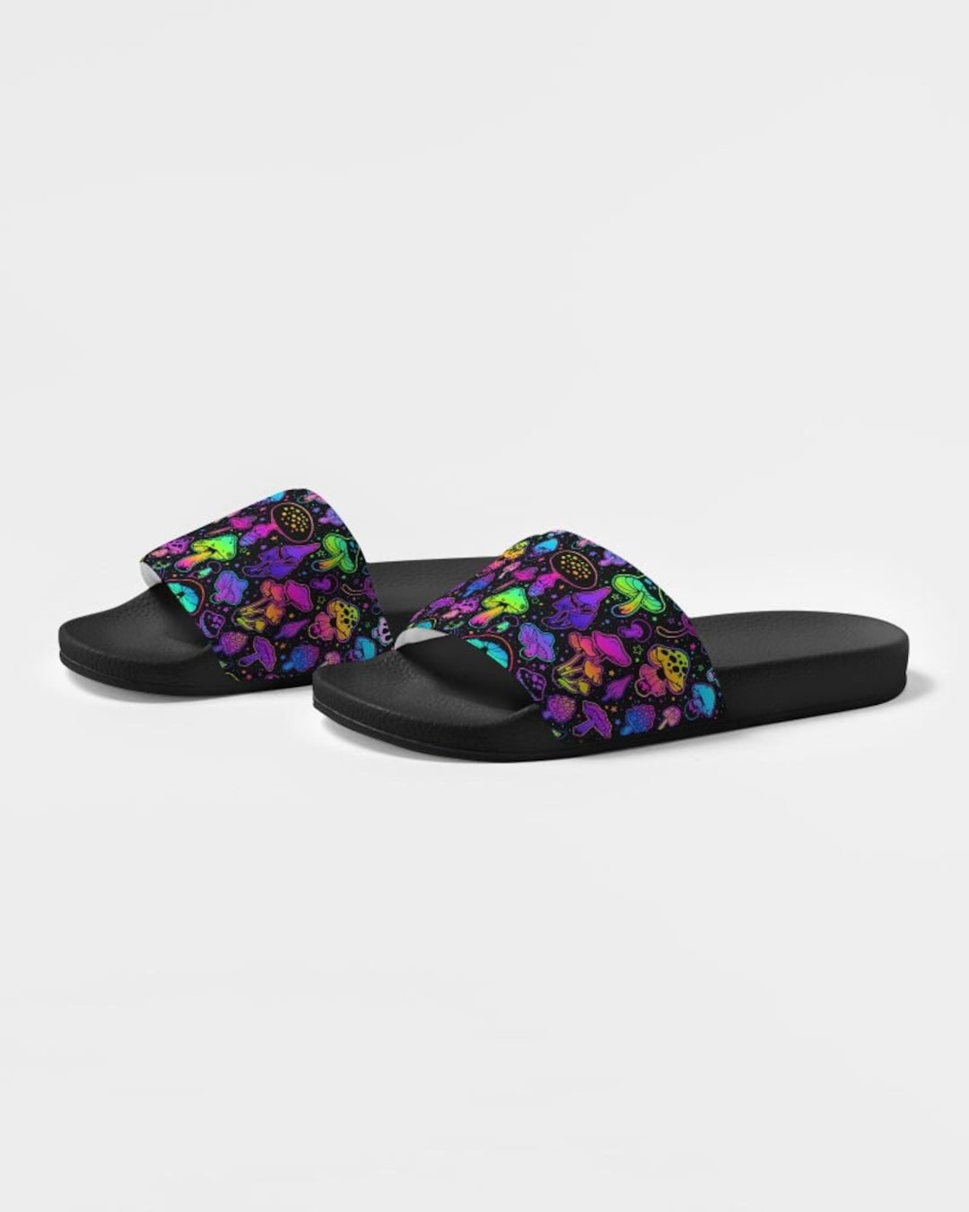 Magic Mushroom Glow Men's Slide Sandals Psychonaut Trippy Slides, Soft ...