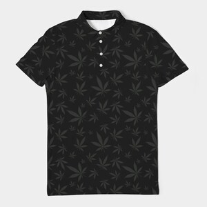 Stoner Marijuana Cannabis Leaves Men's Slim Fit Polo 420 Golf Shirt ...