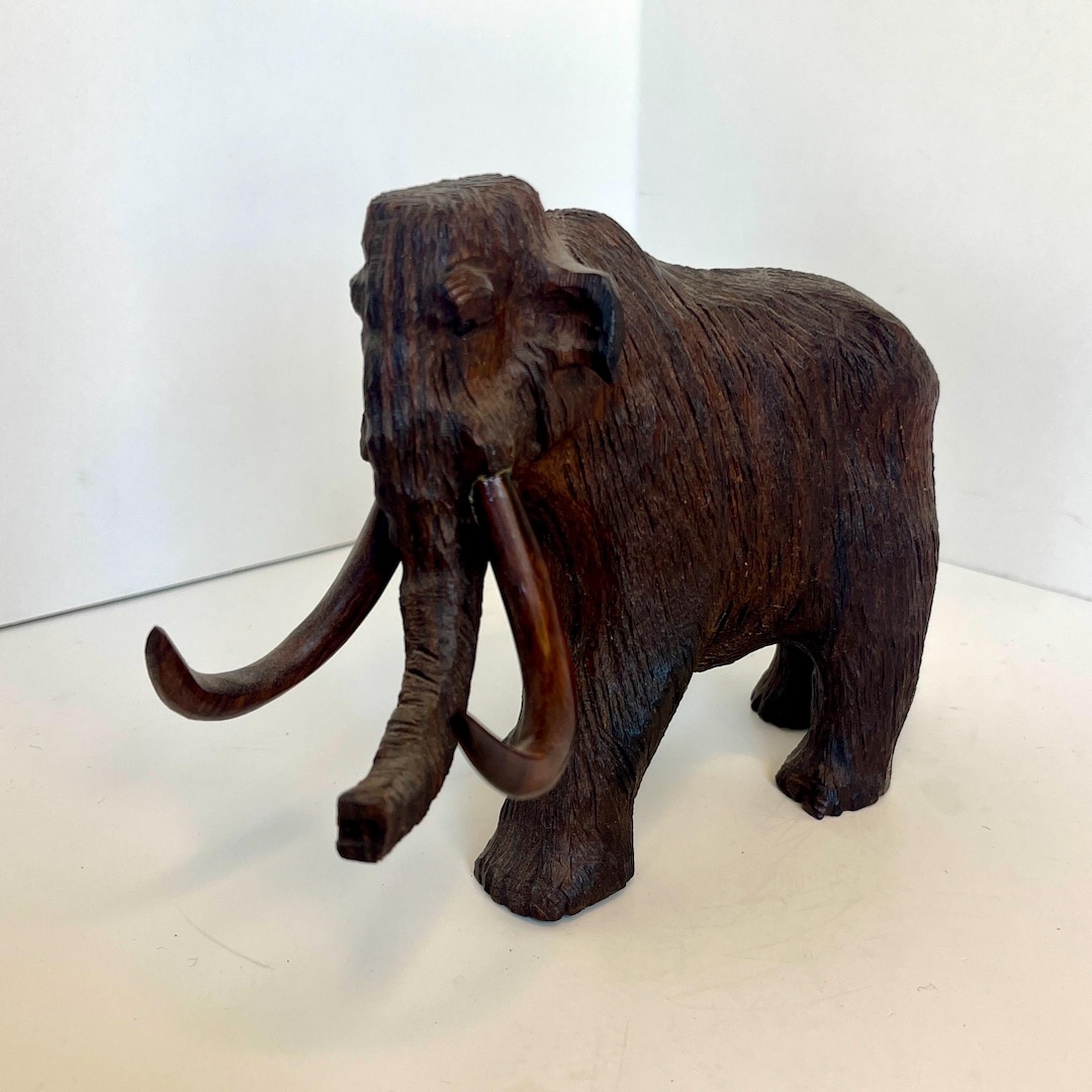 Hand Carved Wooden Wooly Mammoth Figurine From Mammoth Site in South ...