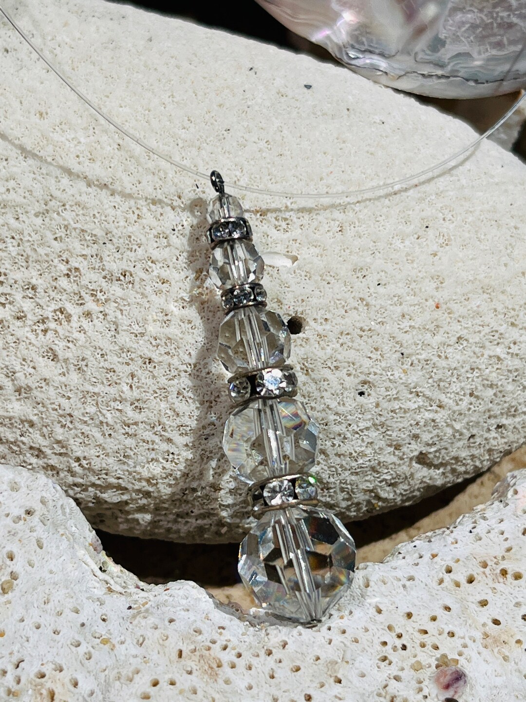 Monochrome Minimalist Invincible Floating Necklace With Crystal Cubic ...