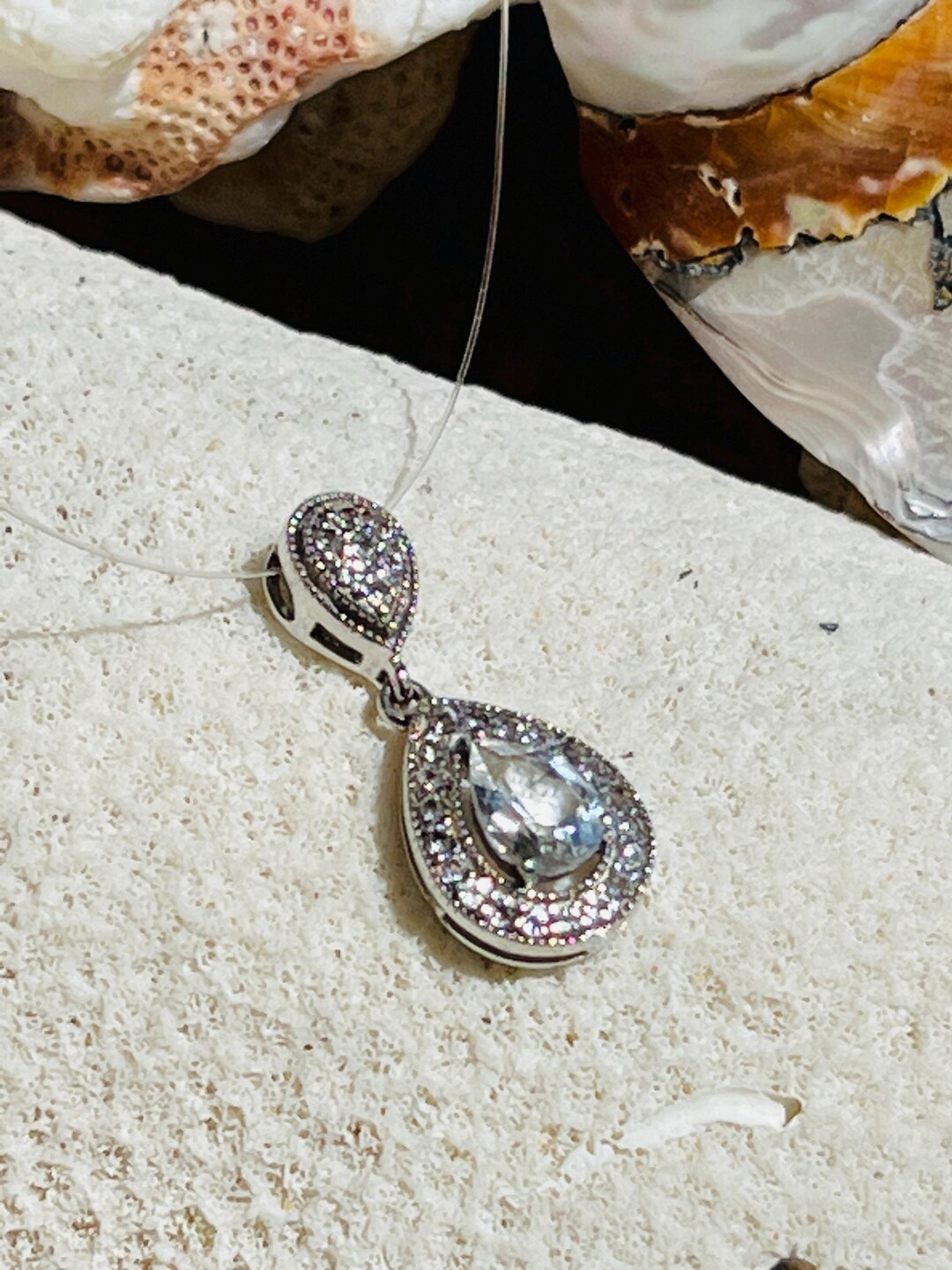 Invincible Minimalist Floating Acrylic Necklace With Precious Stone ...