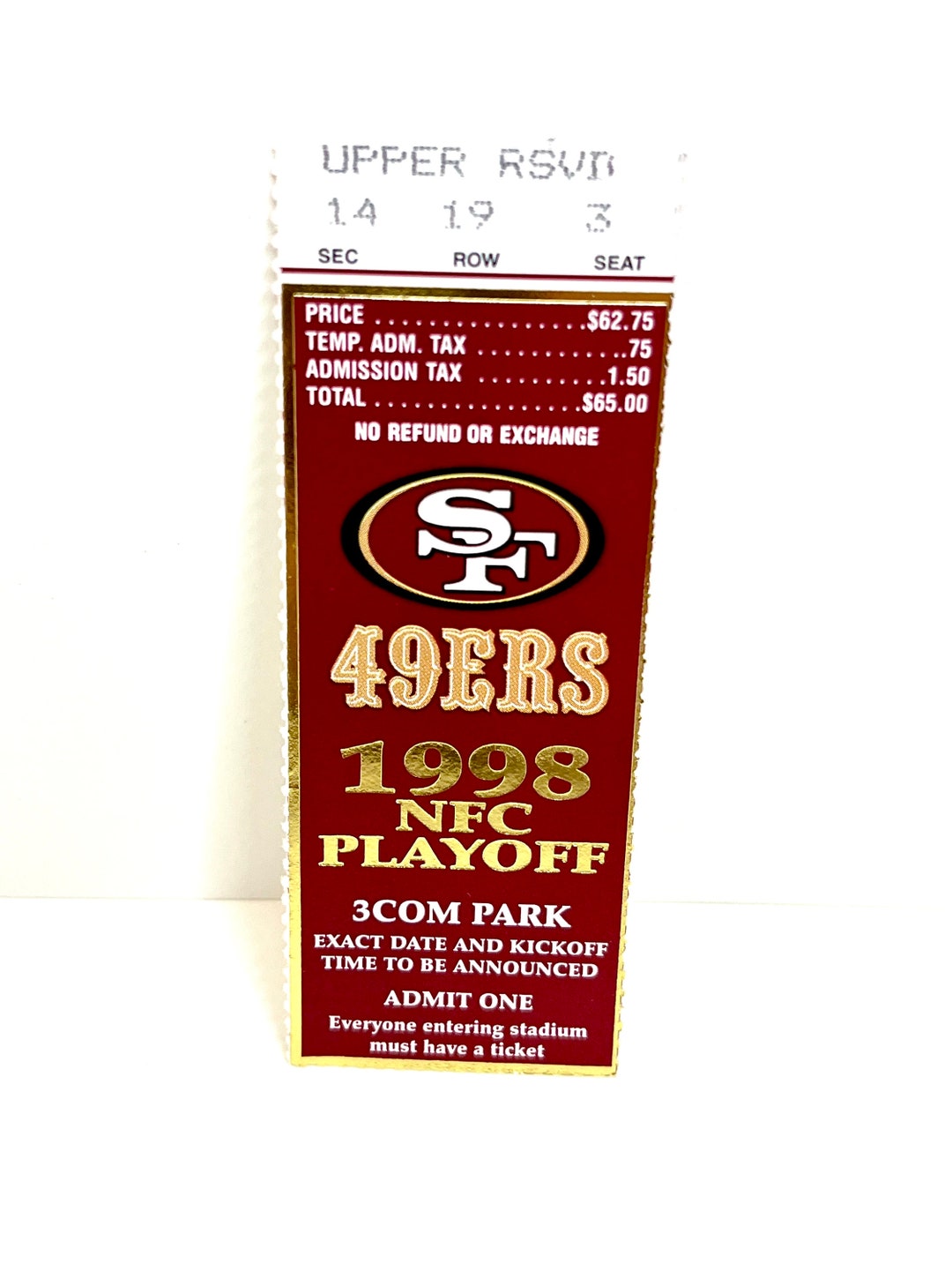 San Francisco 49ers Vintage Collectible Game Ticket, NFC Playoff Game 1998 - Etsy