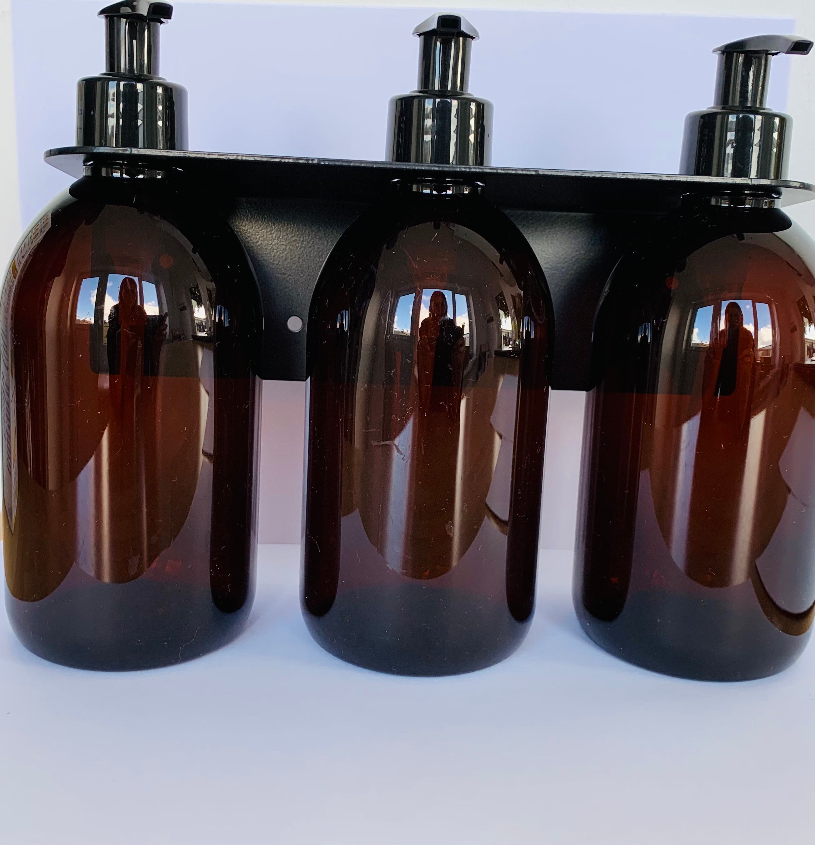 Black Triple Wall Mounted Pump Bottle Bracket - Etsy