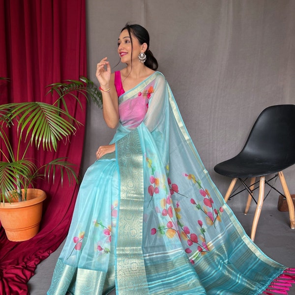 Floral Print Sarees - Etsy