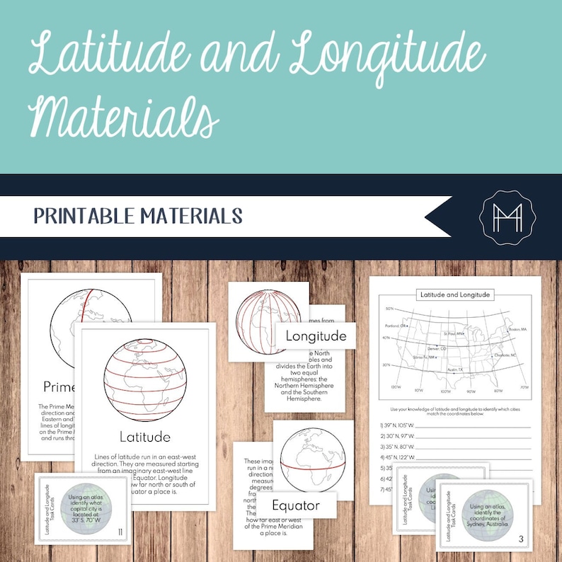 Latitude and Longitude 3-part Cards, Posters, and Task Cards - Etsy