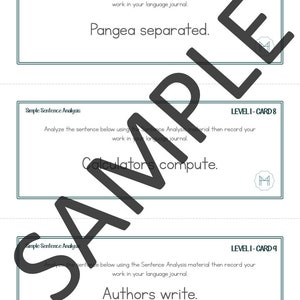 Simple Sentence Analysis Task Cards - Etsy