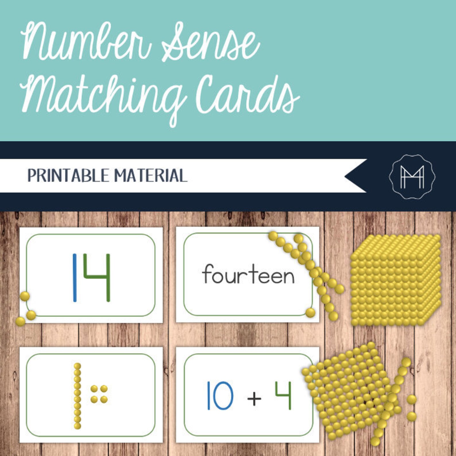 Golden Bead Number Sense Matching Cards - Etsy