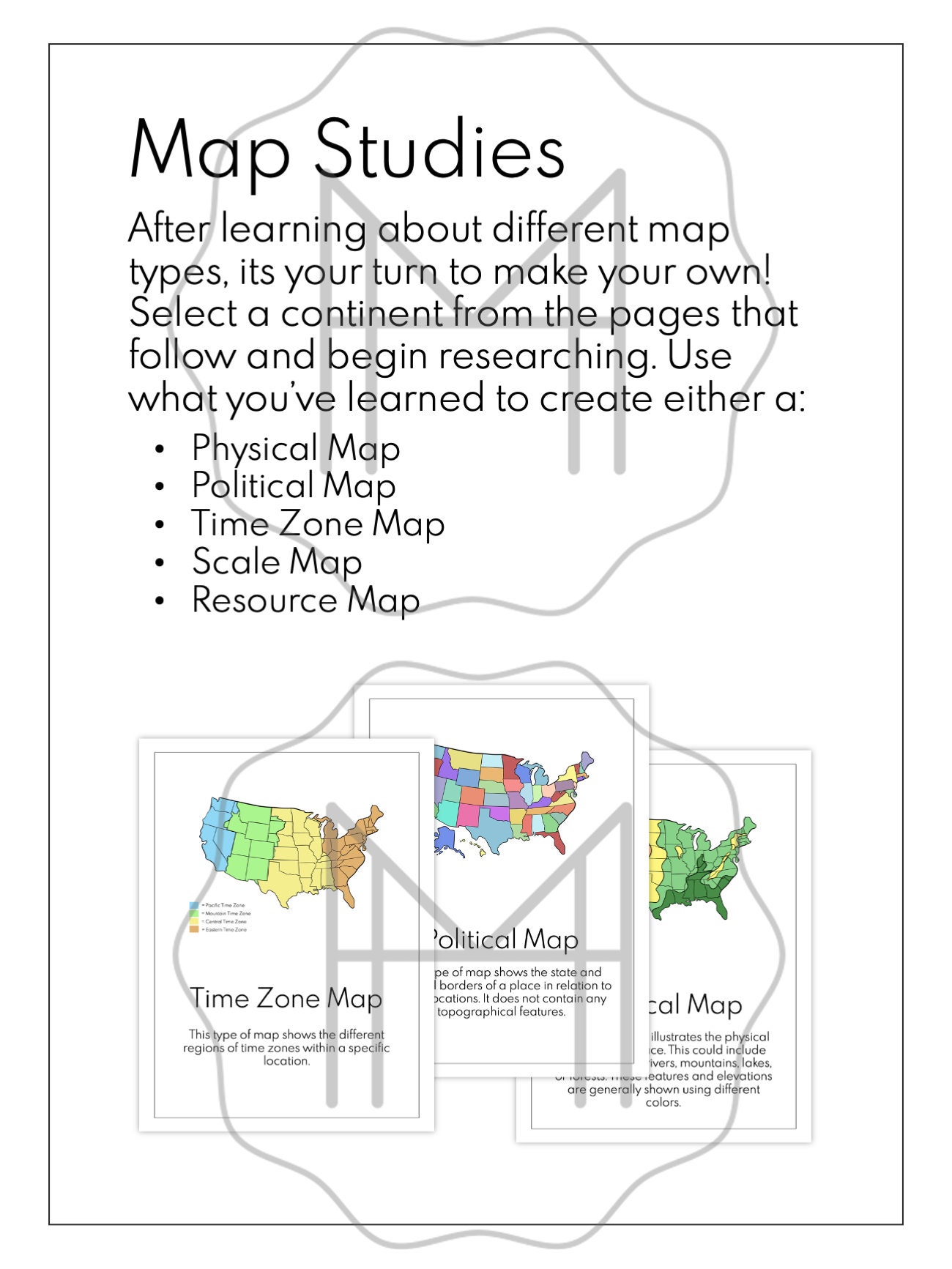 Different Types Of Maps Worksheet