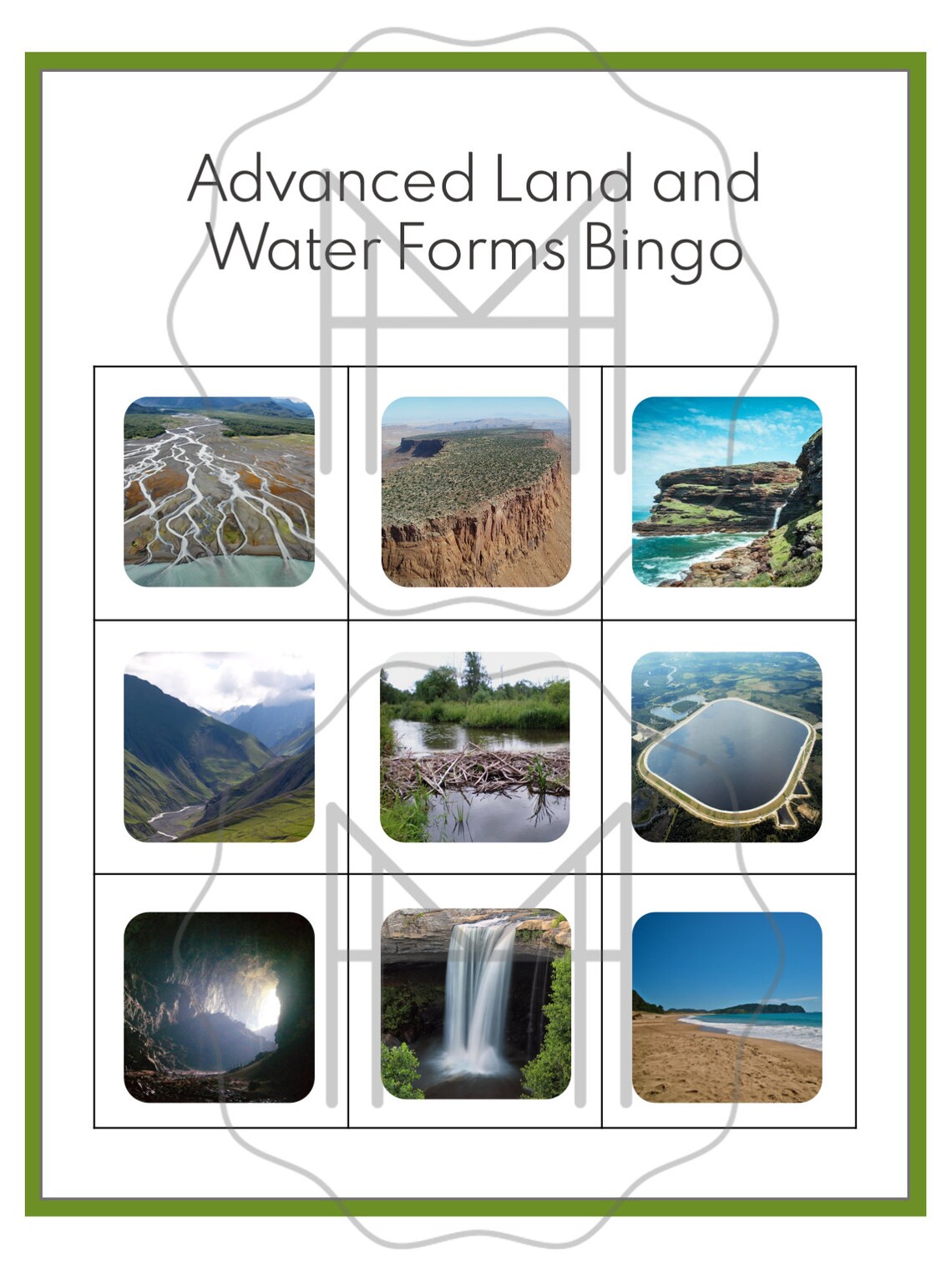 Advanced Land and Water Forms 3-part Cards and Bingo Game - Etsy