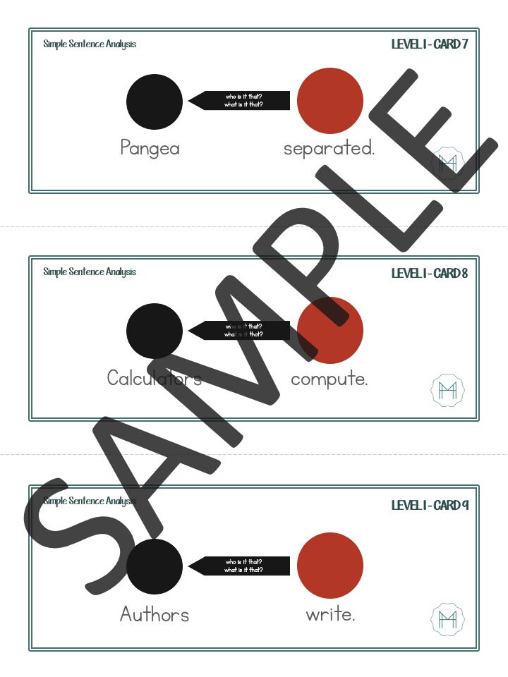 Simple Sentence Analysis Task Cards - Etsy