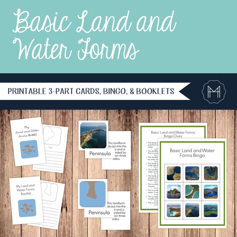 Land and Water Forms 3-part Cards, Bingo, and Booklets - Etsy