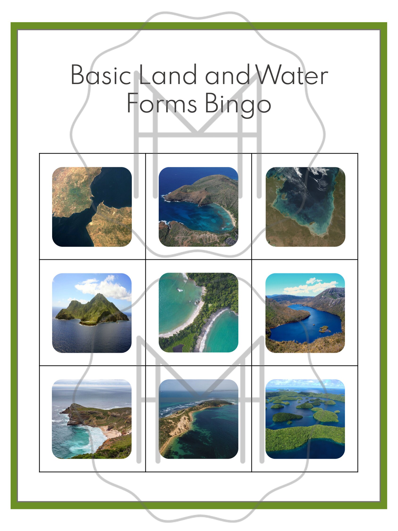 Land and Water Forms 3-part Cards, Bingo, and Booklets - Etsy