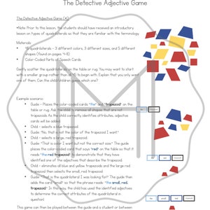 The Detective Adjective Game- Quadrilaterals - Etsy