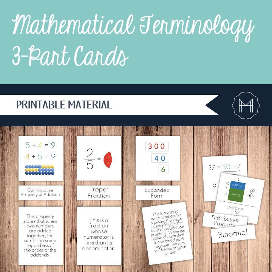 Mathematical Terminology 3-part Cards - Etsy