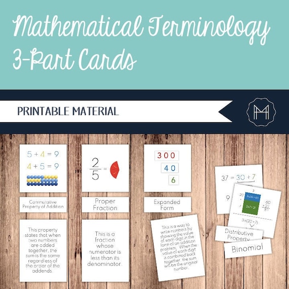 Mathematical Terminology 3-part Cards | Etsy
