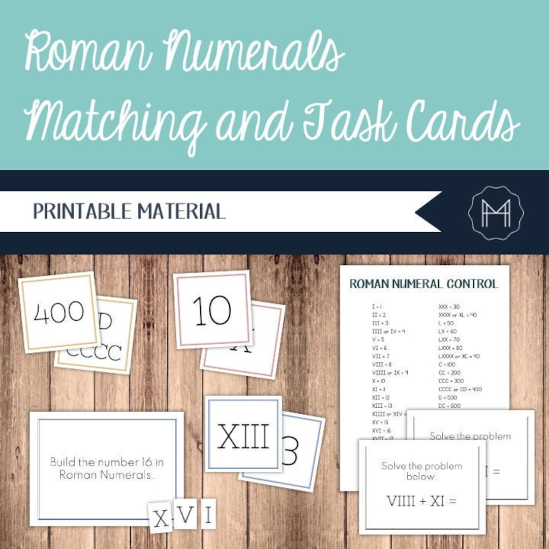 Roman Numerals Matching Activity and Task Cards - Etsy