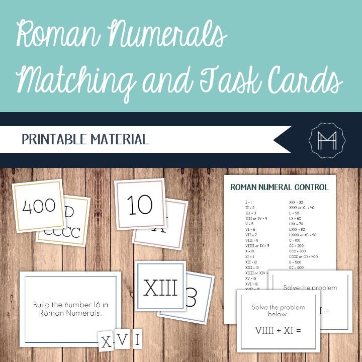 Roman Numerals Matching Activity and Task Cards - Etsy