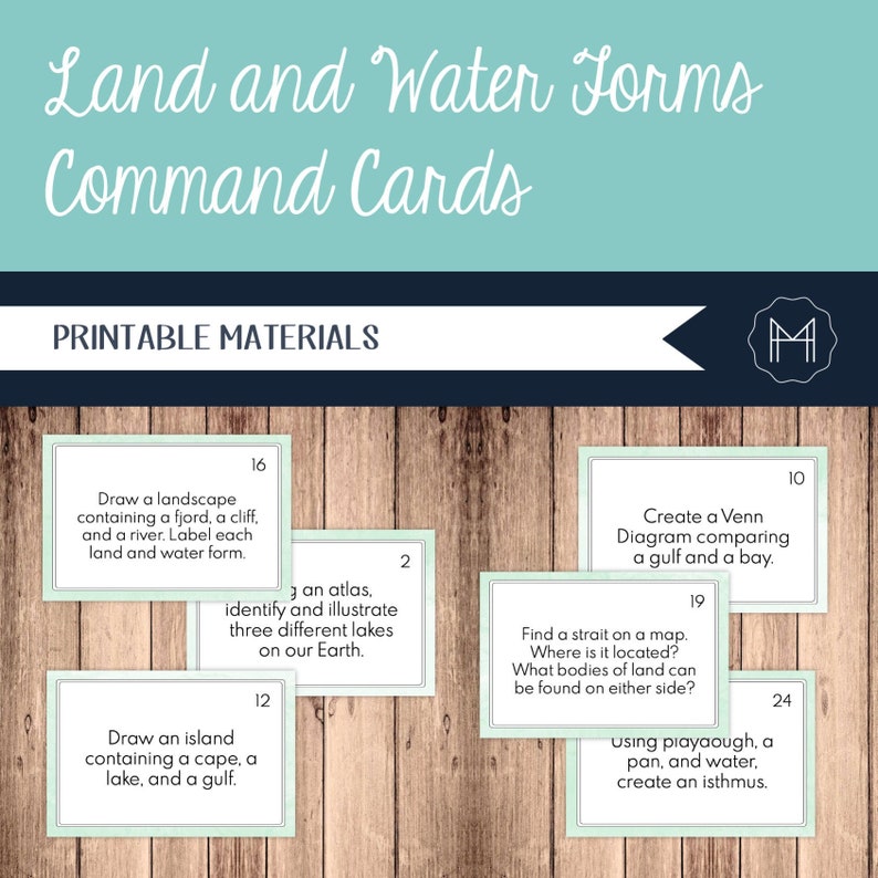 Land and Water Forms Command Cards - Etsy