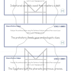 Advanced Sentence Analysis Task Cards - Etsy