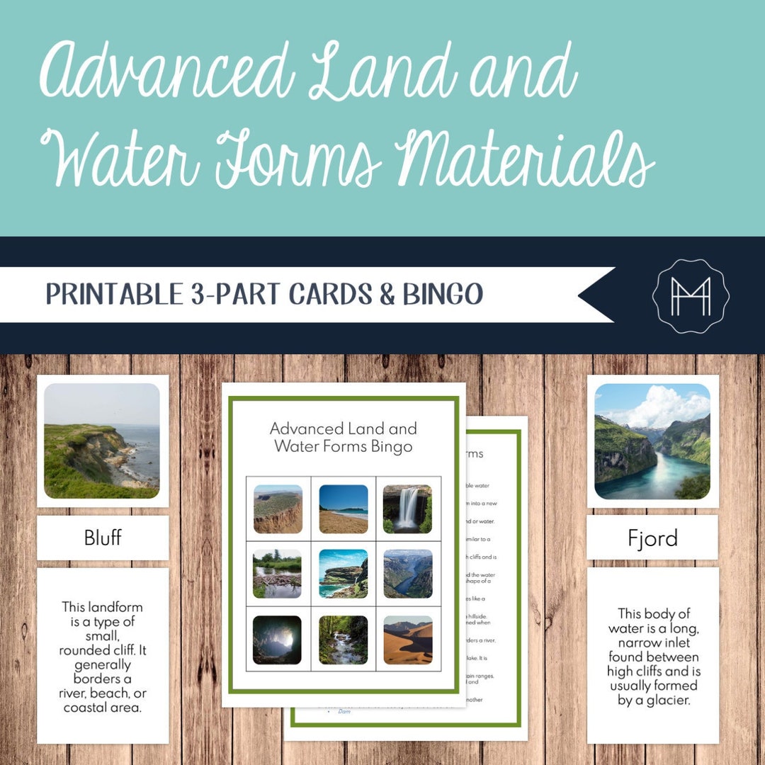 Advanced Land and Water Forms 3-part Cards and Bingo Game - Etsy