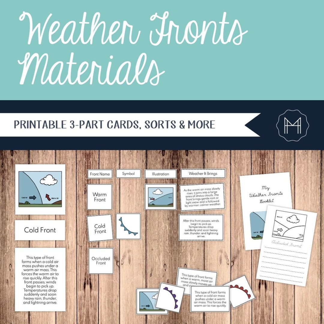 Weather Fronts 3-part Cards, Sort, and More - Etsy