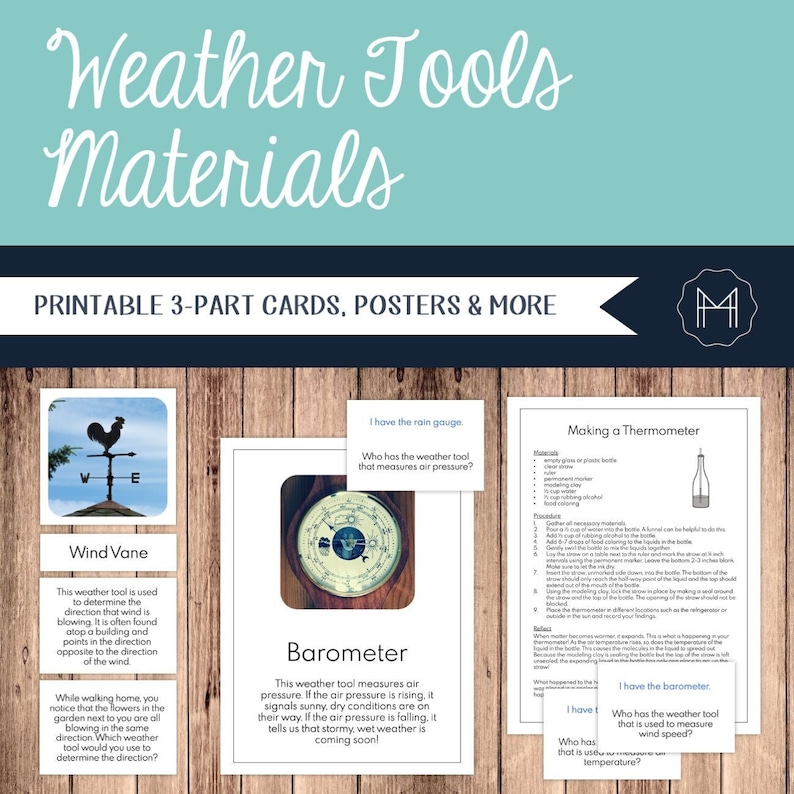 Weather Tools 3-part Cards, DIY, Posters, and "i Have... Who Has?" - Etsy
