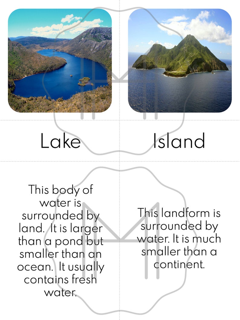 Land and Water Forms 3-part Cards, Bingo, and Booklets - Etsy