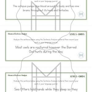 Advanced Sentence Analysis Task Cards - Etsy
