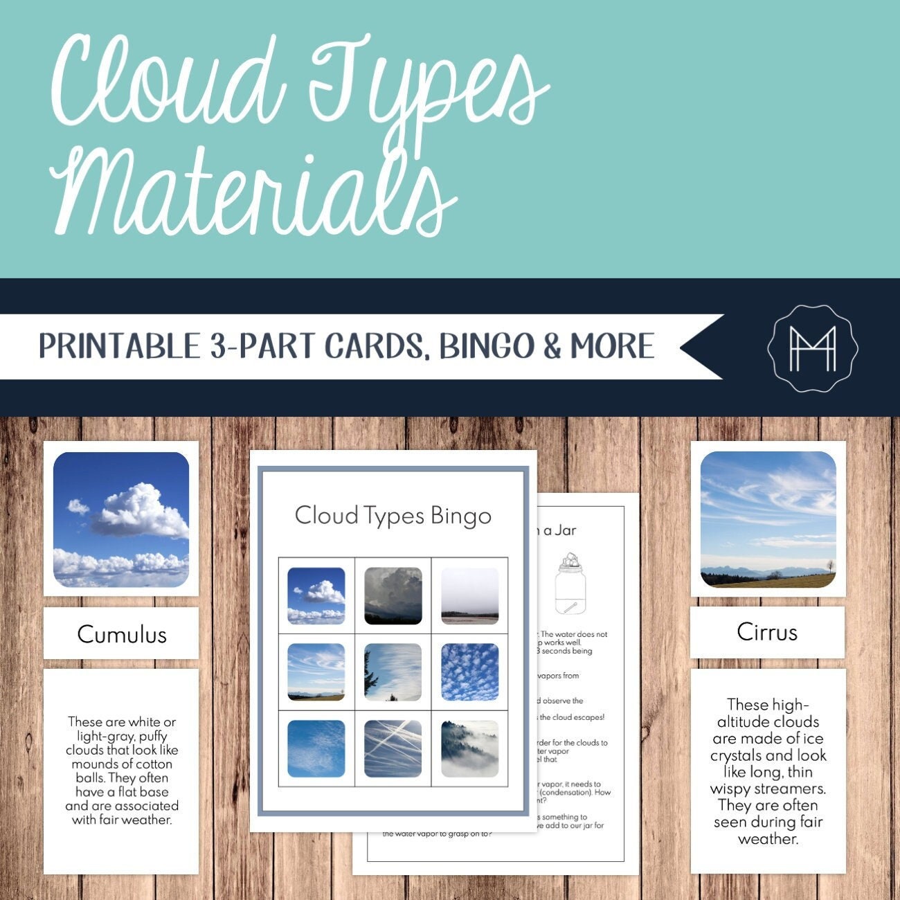 Cloud Types 3-part Cards, Bingo, Experiment, Posters, and i Have... Who ...