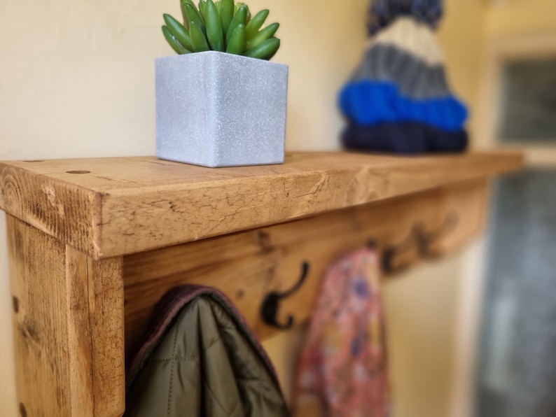 Rustic Coat Rack With Shelf Coat Hooks Coat Hanger Coat - Etsy