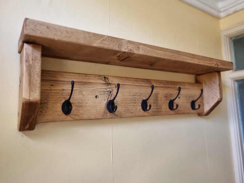 Rustic Coat Rack With Shelf Coat Hooks Coat Hanger Coat - Etsy