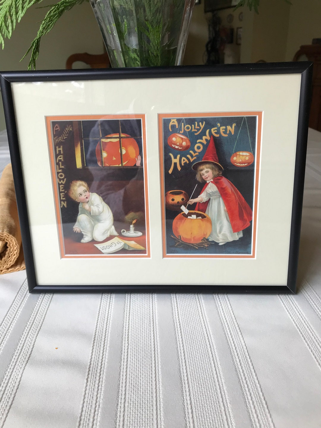 Framed Pair of Artist Ellen Clapsaddle Antique Halloween Postcards - Etsy