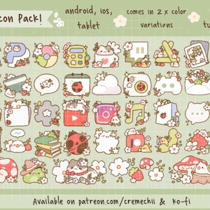 Cute Cottagecore App Icon Set | Kawaii Aesthetic Theme for Android Ios ...