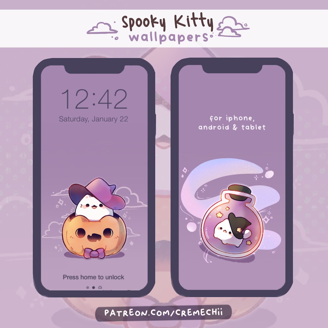 Spooky Kitty Icon Set Kawaii Halloween Aesthetic for Android - Etsy