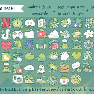 Cute Froggy App Icon Set | Kawaii Aesthetic Theme for Android Ios ...