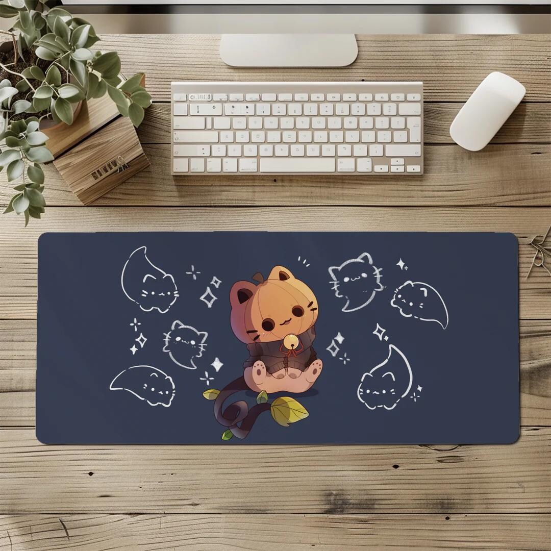 Pepper the Pumpkin Kitty • Desk Mats • 36" X 18" (90cm X 45cm) - Etsy