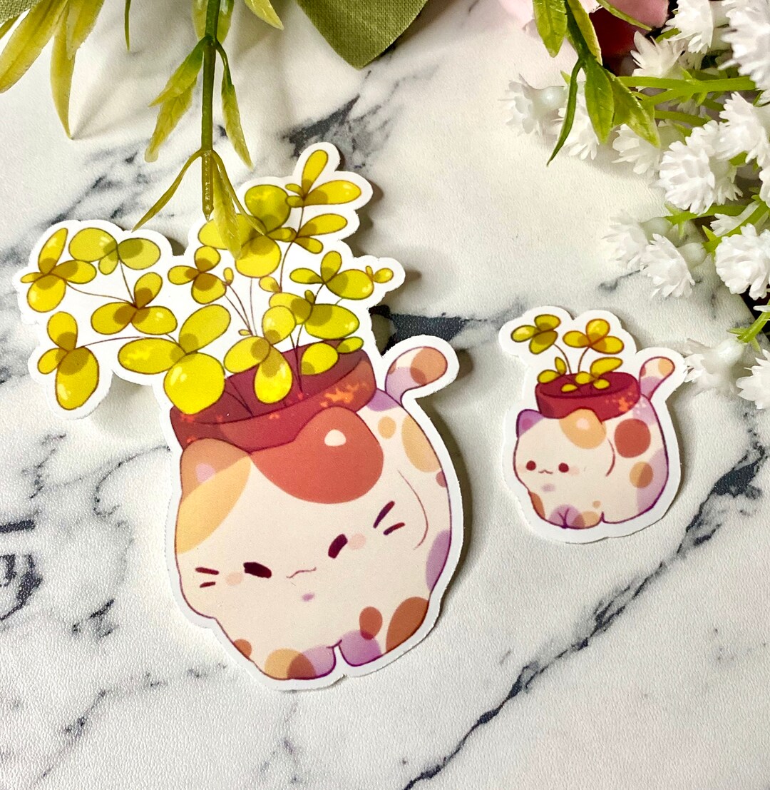 Kitty Planters (set of 2) • Vinyl Sticker • Matte Finish - Etsy