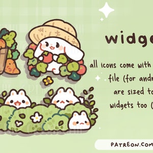 Farmer Bunny App Icon Set | Kawaii Aesthetic Theme for Android Ios ...