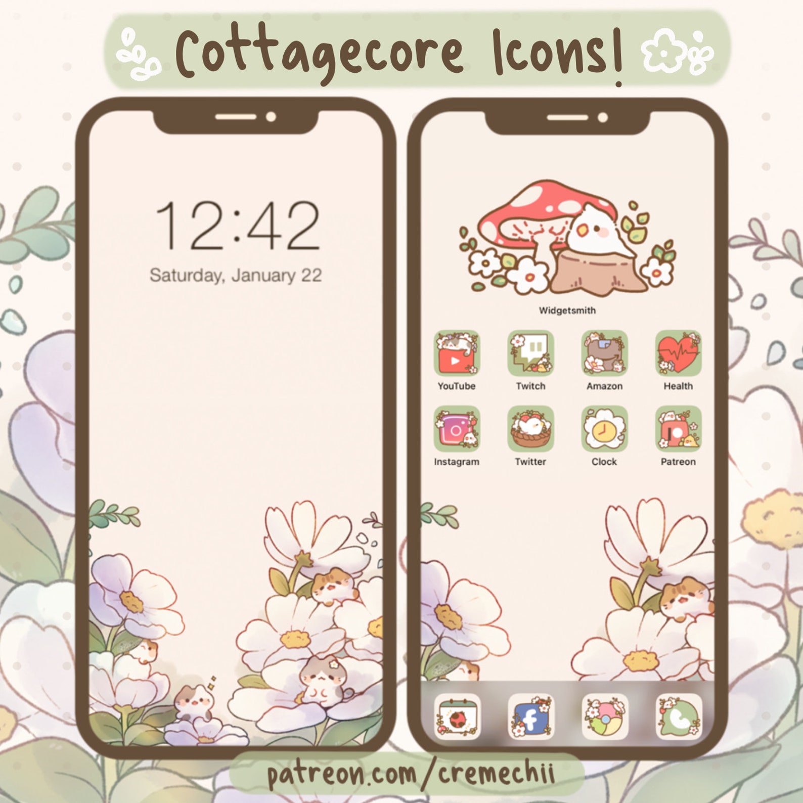 Cute Cottagecore App Icon Set Kawaii Aesthetic for Android - Etsy