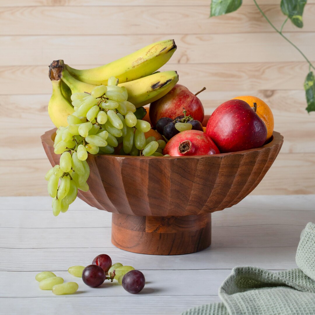 Pedestal Fruit Bowl, Compote Bowl, Wedding Table Centerpiece, Wood ...