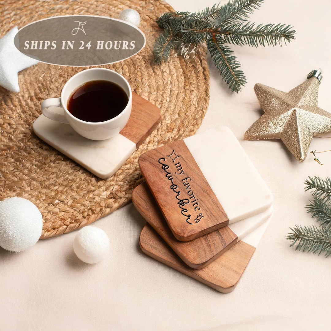Coworker Christmas Gift, Marble Coasters, Corporate Gifts, Christmas ...
