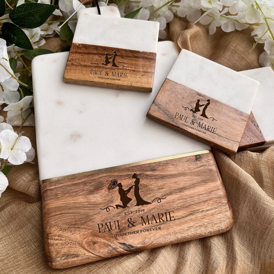 Personalized Cutting Board With Handle, Option to Include Coaster or ...
