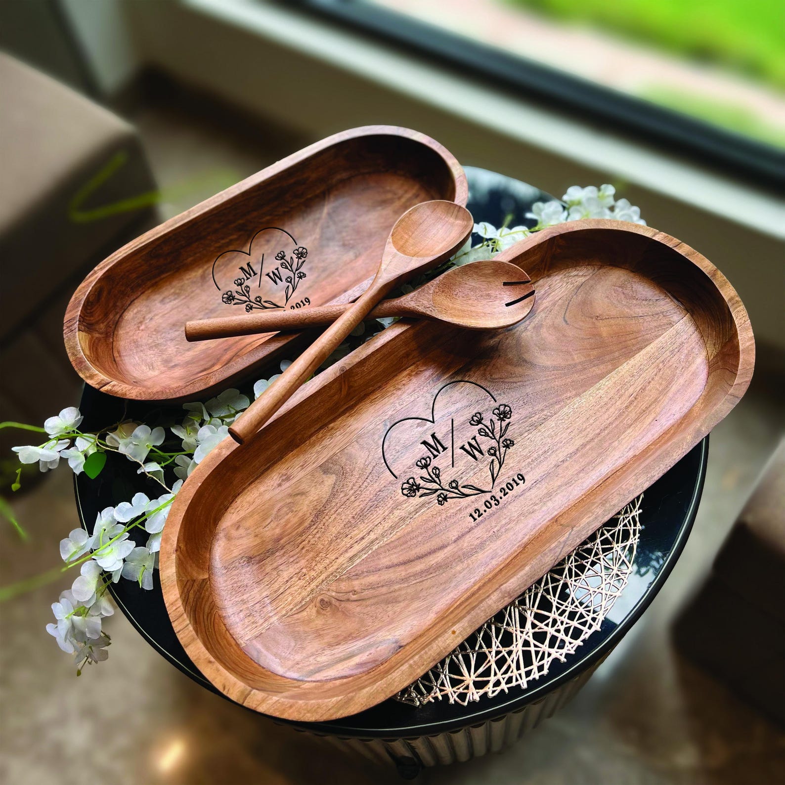 Personalized Wooden Bowl, Custom Engraved Doug Bowl, Rustic Home Decor ...