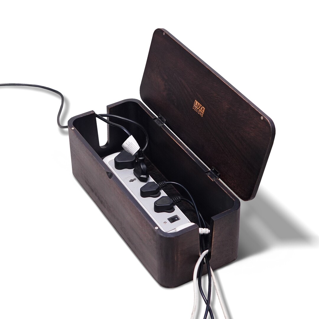 Wood Cable Management Box, Cord Organizer Box, Fall Host Gift, Desk ...