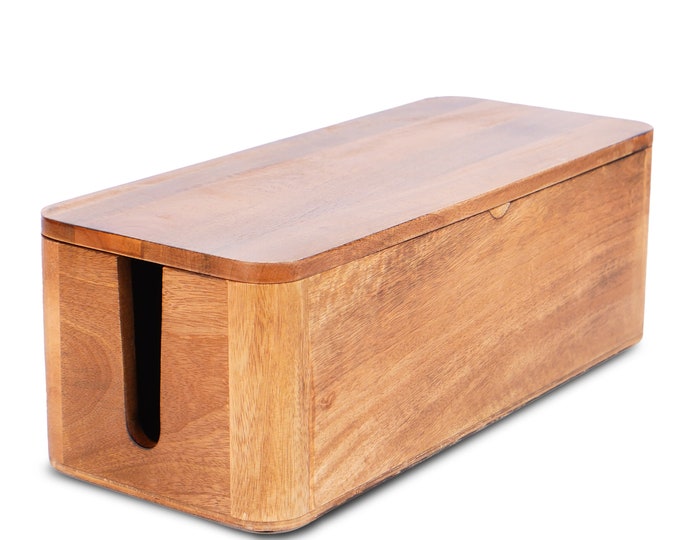 Premium Wooden Cable and Cord Organizer for Desk, Desk Cable Management ...