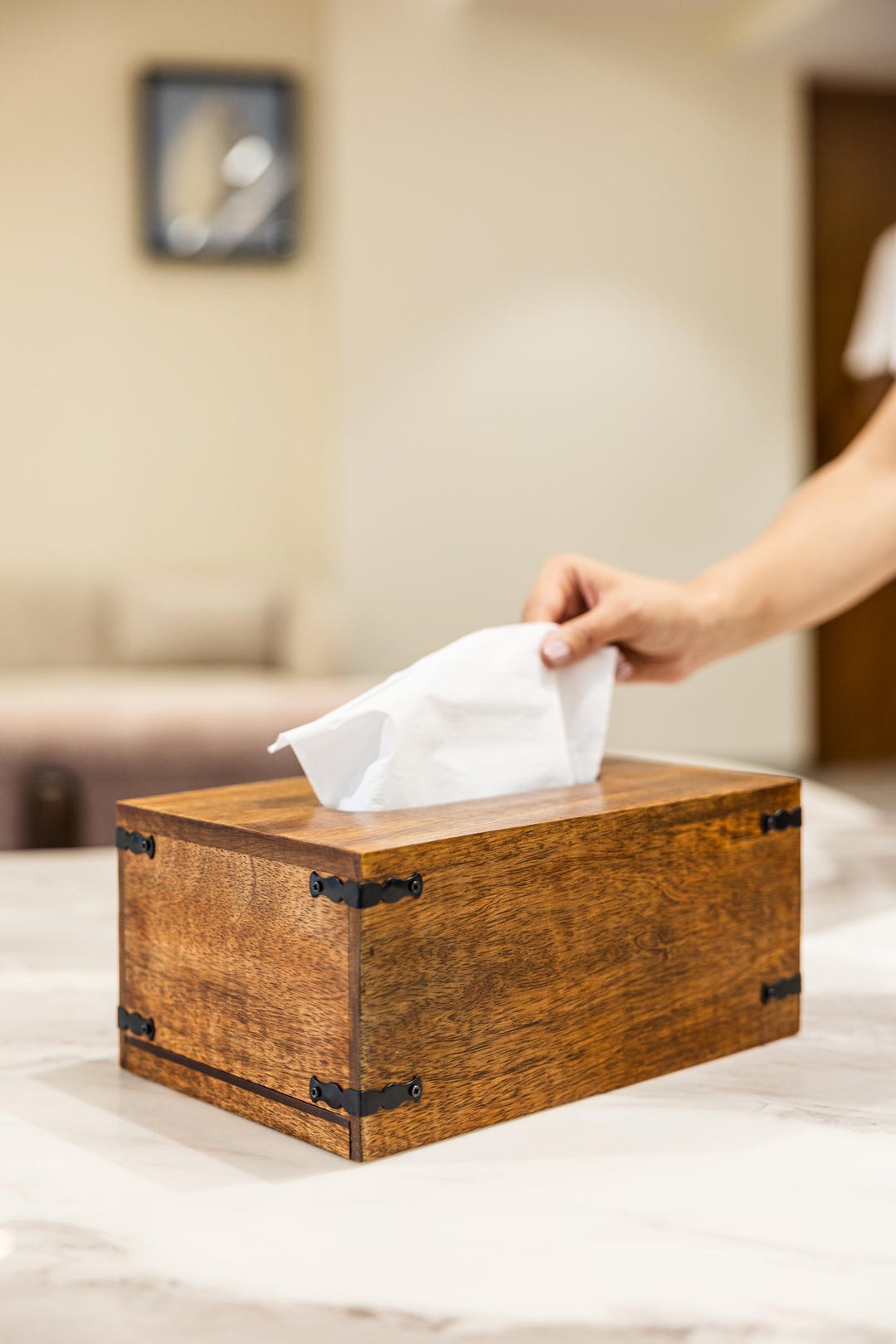 Tissue Box Cover Rectangular With Slide Out Bottom, Rustic Home Decor ...