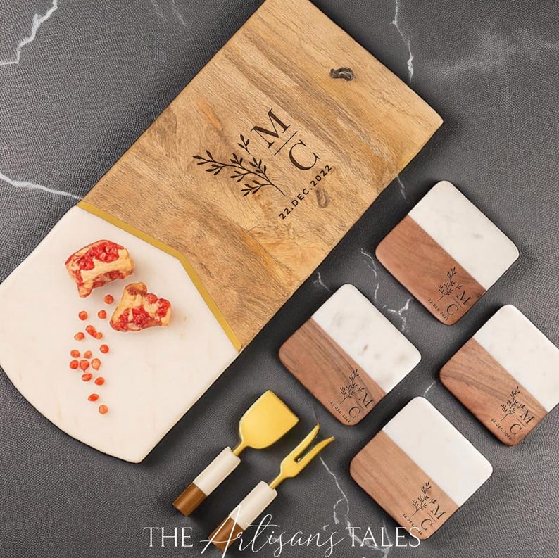 Elegant Wedding Monogram Cheese & Charcuterie Board | Personalized ...